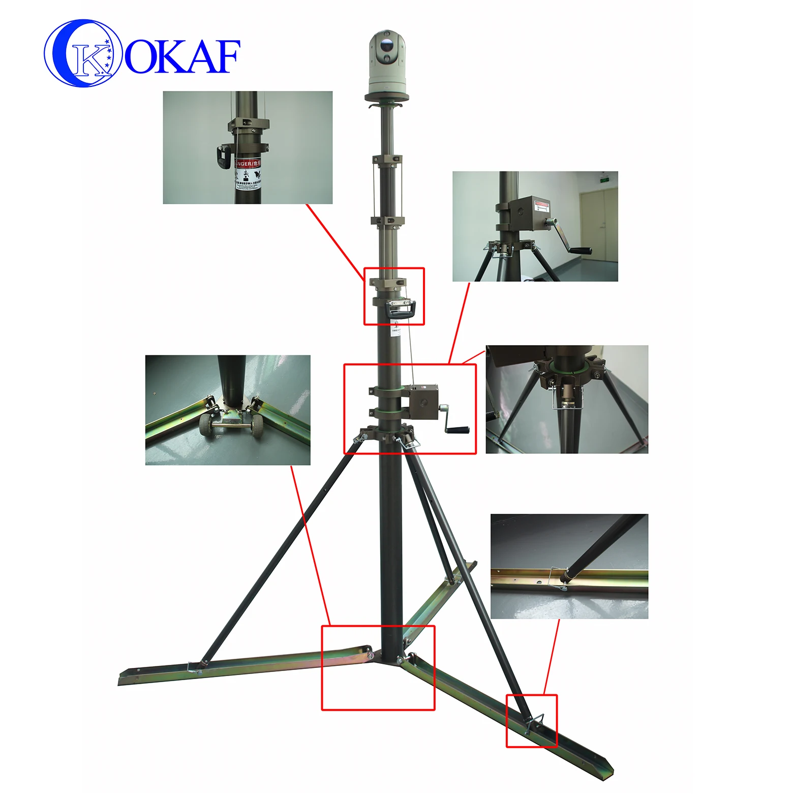 Surveillance CCTV Camera Mast - Manual Telescopic Pole