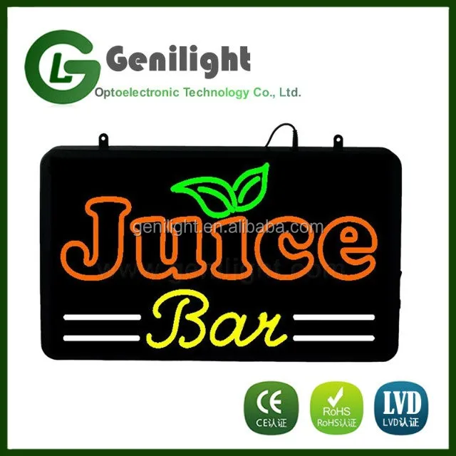 Juice Bar, Logo Neon Advertising Window Sign by Genilight