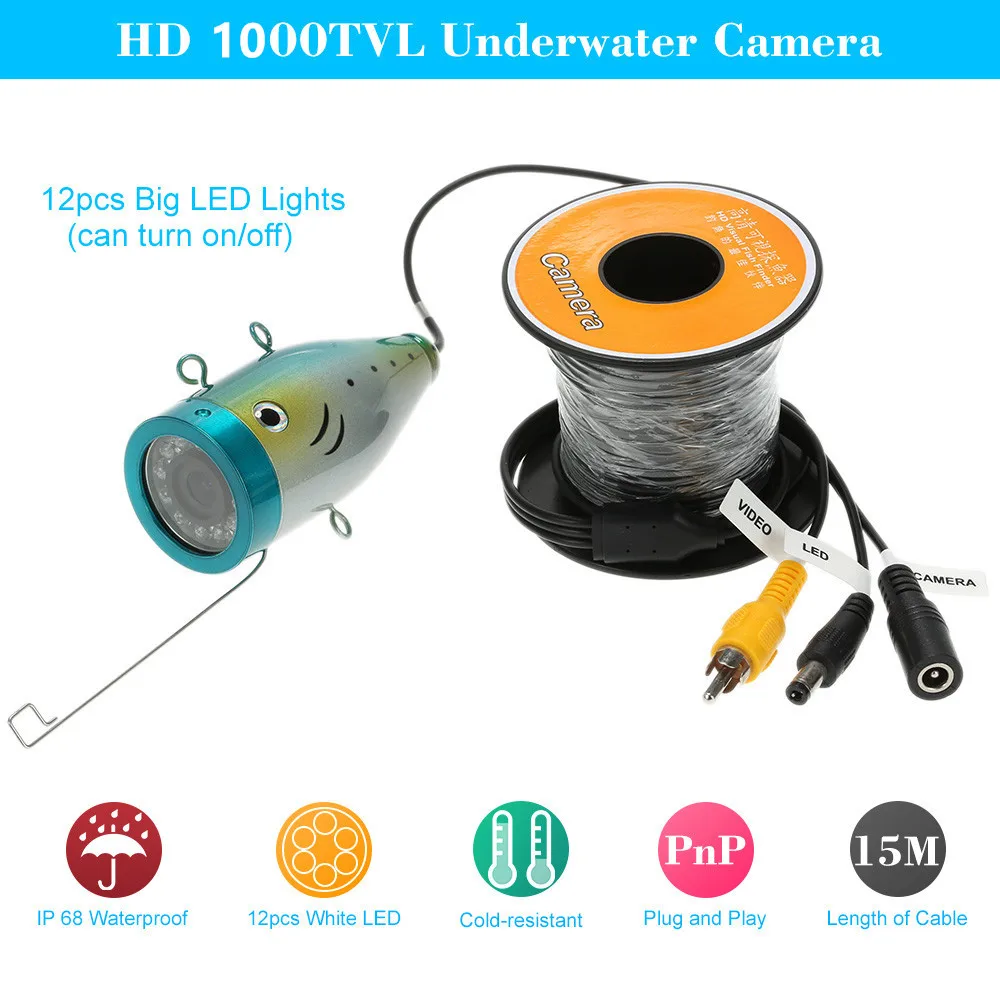 12pcs Led Lamp Fish Probe Camera Waterproof Closed-circuit Tv Camera ...