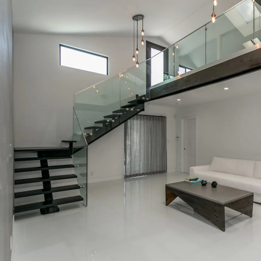 Wrought Iron Stringer Interior Wood Stairs - Durable & Stylish