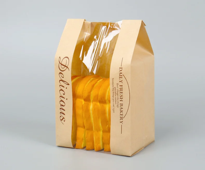 Food Bread Packaging Paper Bags With Window For Wholesale Kraft Paper ...
