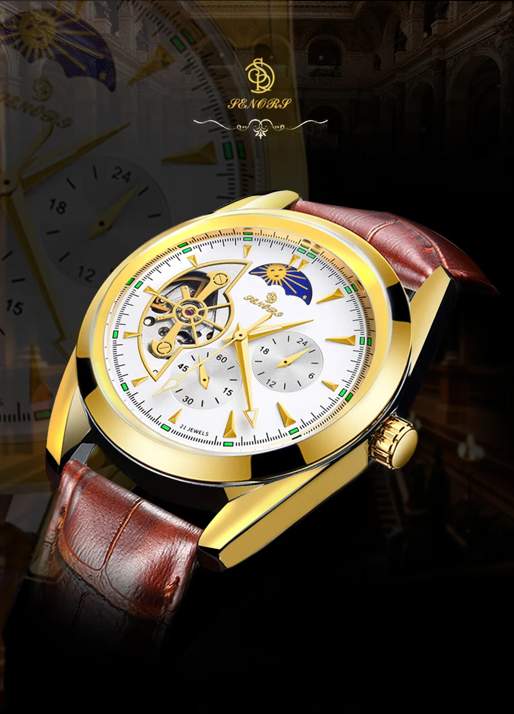Wholesale Automatic Moon And Stars Showed Chronograph Watch With ...