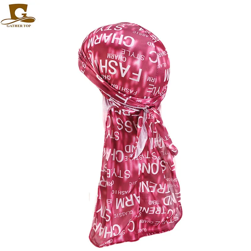 New Fashion Cool Printed Pattern Silky Durag Unisex Polyester Muslim ...