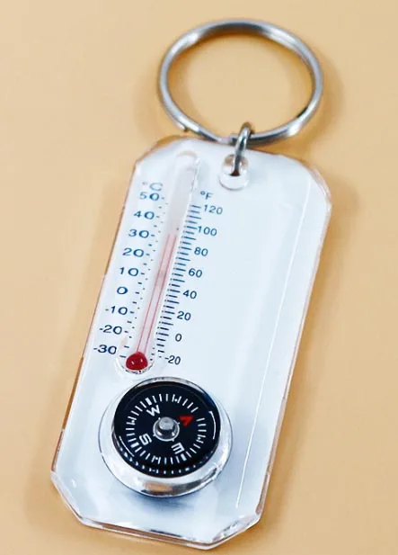 Compass Keychain Thermometer - Customizable Promotional Gift