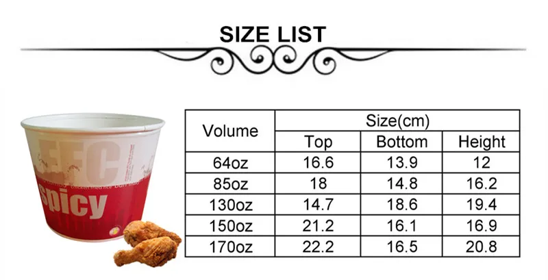 150oz Custom Printed Food Graded Fried Chicken Paper Bucket - Buy Paper ...