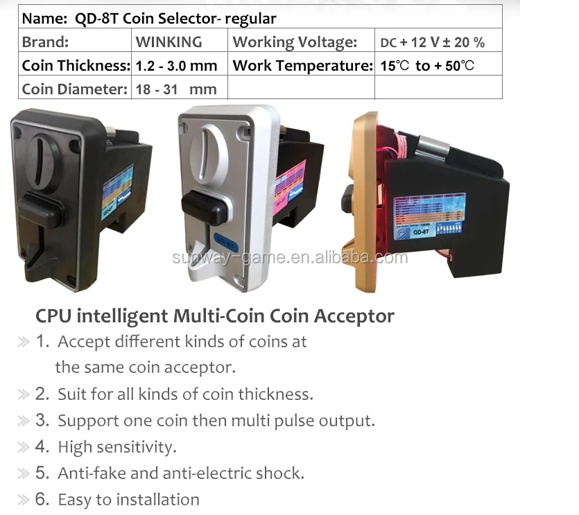Hot Sale Qd-8t Anti-phish Intelligent Coin Selector Factory Price ...