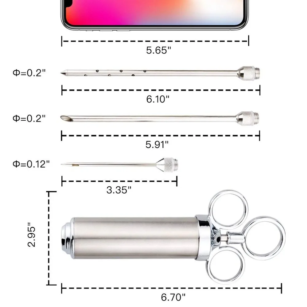 Heavy Duty 2OZ 304 Stainless Steel Meat Marinade Injector