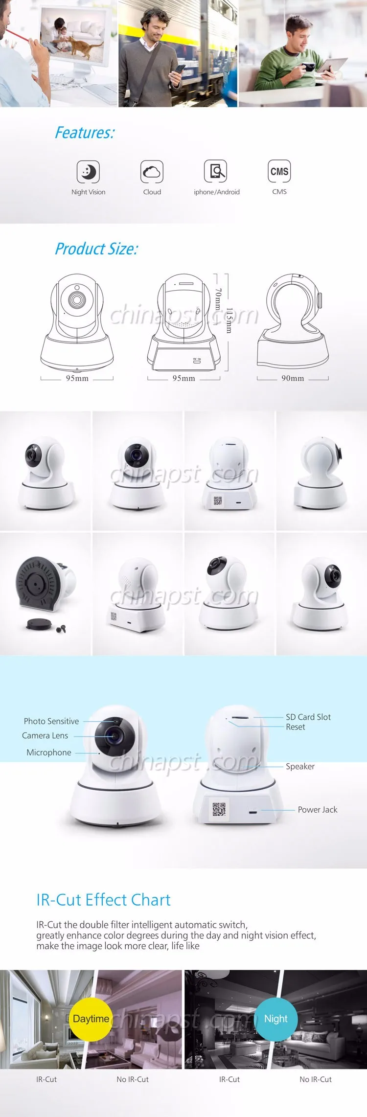 2018 Hot Sale Android/iphone Cam360 App Hd Mini Oem Home Ir Security ...