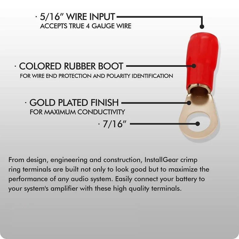 1/0 Gauge 2ga 4 Gauge 6ga 8 Gauge Ring Terminal Crimp Ring Terminal For ...