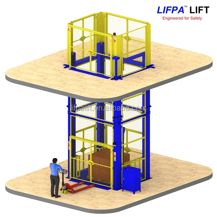 3 Storeys 1000kg Hydraulic Vertical Material Goods Lift For Warehouse ...