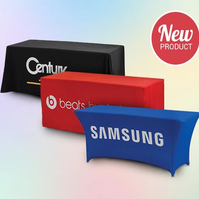 6ft Fitted Event Table Cover Custom Printed Exhibition Polyester Trade ...