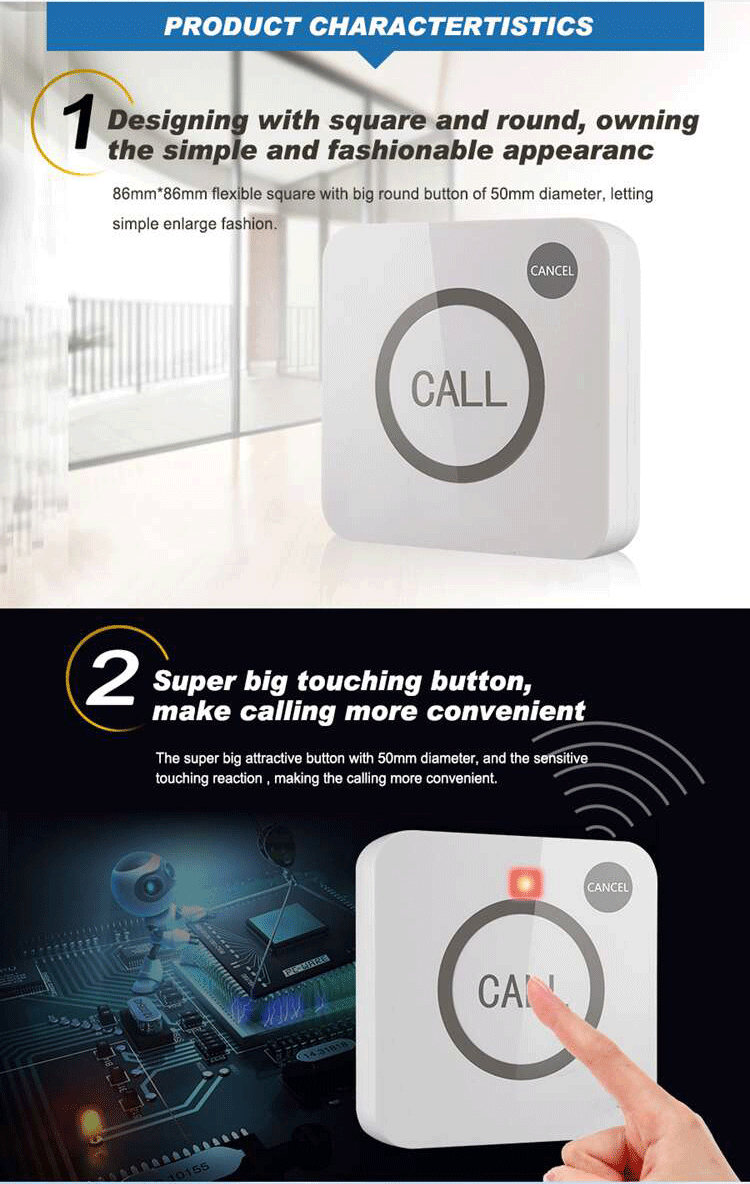 White Beautiful Touch To Call Wall Installed Hall Call Button - Buy ...