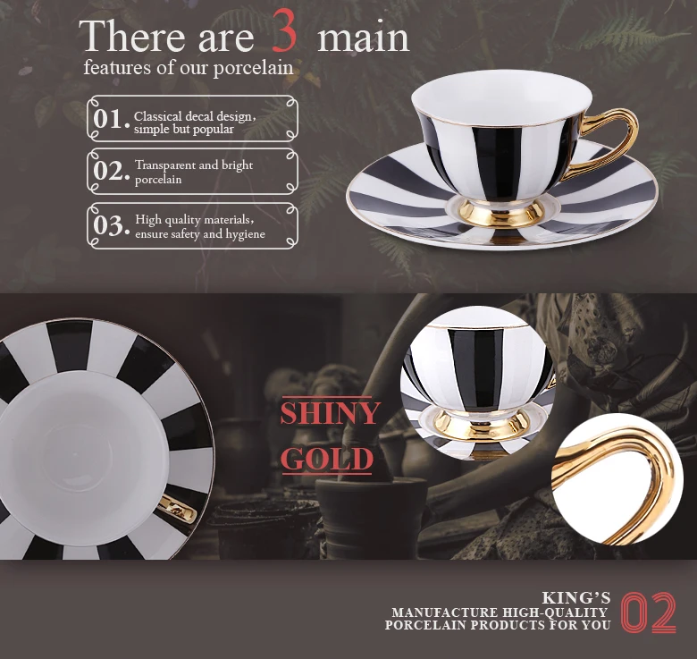 220ml Set Of 6 Arab Arabic Modern Style Stripe Design Ceramic Coffee ...