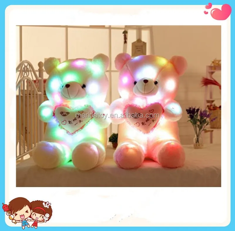 Valentine Gift Led Plush Teddy Bear Love Heart Light Up Shining Pillow ...