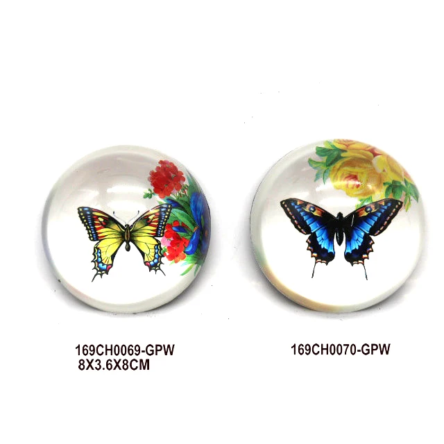 Round Butterfly Glass Paperweights Manufacturers Glass Dome Paperweight ...