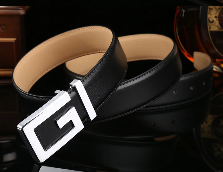 3.5cm High Quality Brass Buckle G Letter Genuine Leather Belt
