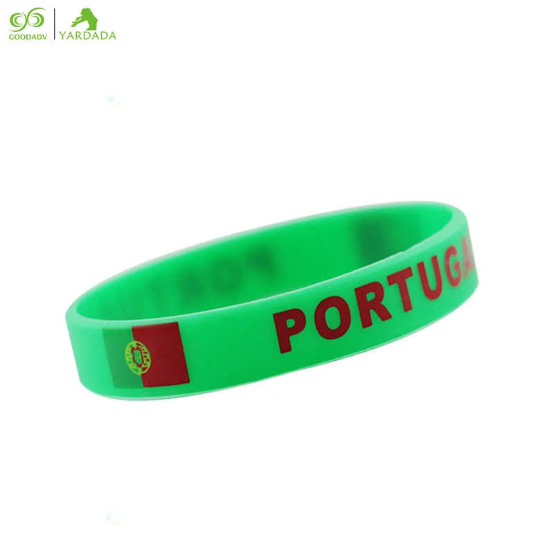 Portugal Flag World Flag Bracelet Rubber Hand Band Green Boys Bangles ...