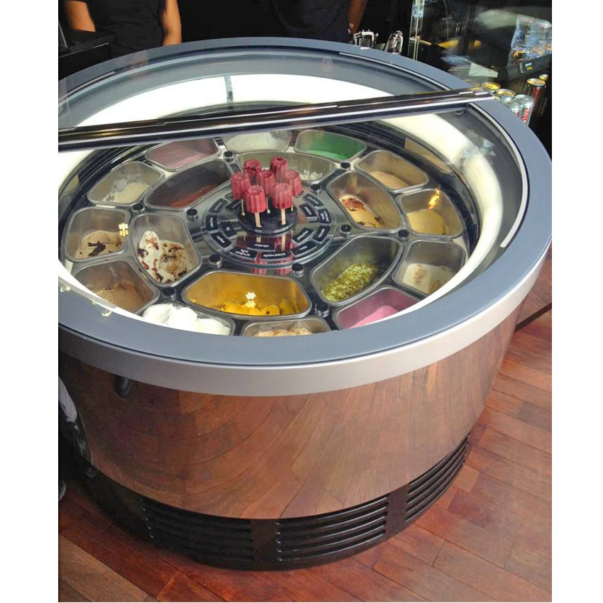 Gelato Circular Display Freezer Cases Hard Ice Cream Round Showcase ...