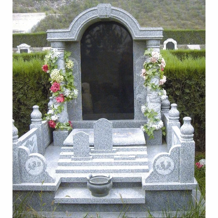 Customized Black Headstone - Dark Grey Gravestone Granite