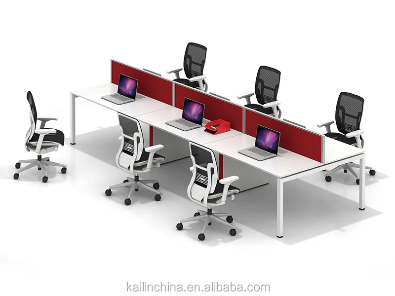 Modular Open Office Workstation For 6 Person With Adjustable Aluminum ...