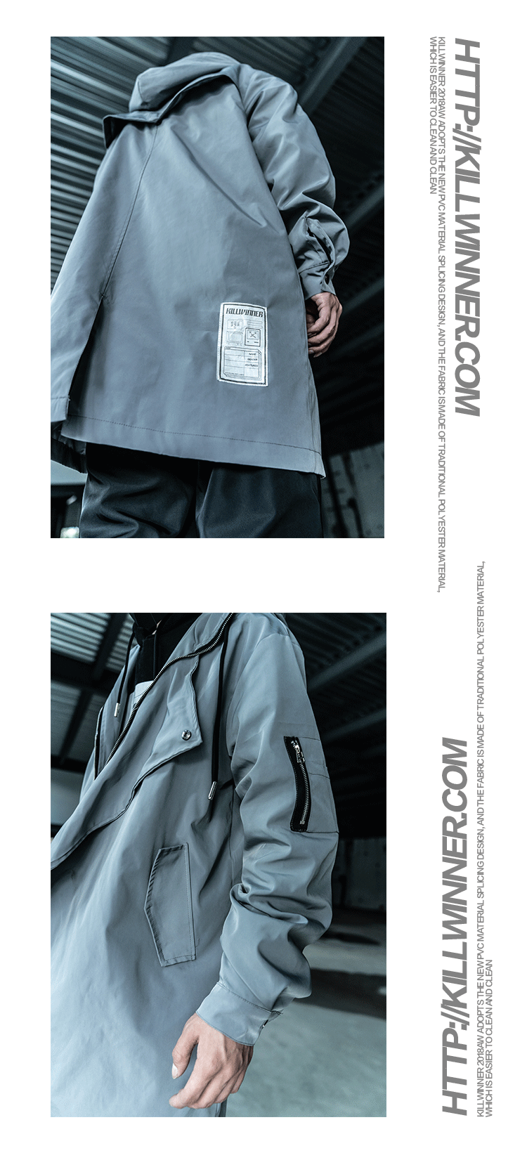 Killwinner Men's Diagonal Zipper Jacket - Spring Letter Print