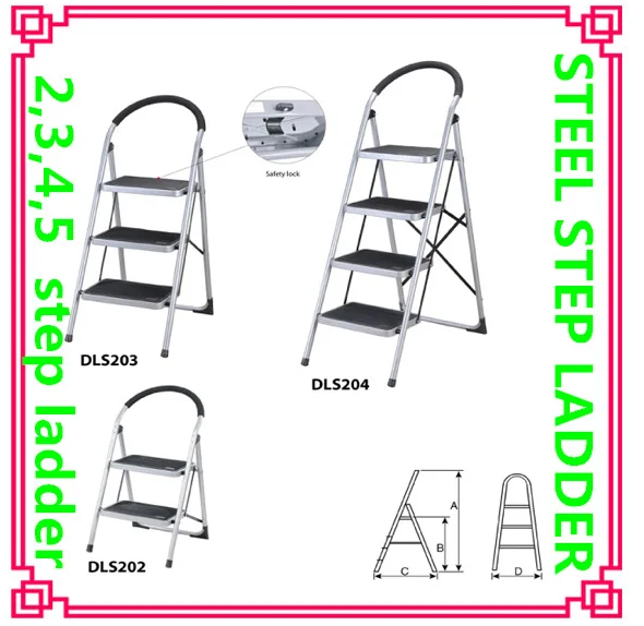 3 Iron Safety Step Ladders with Handrail - Durable & Versatile