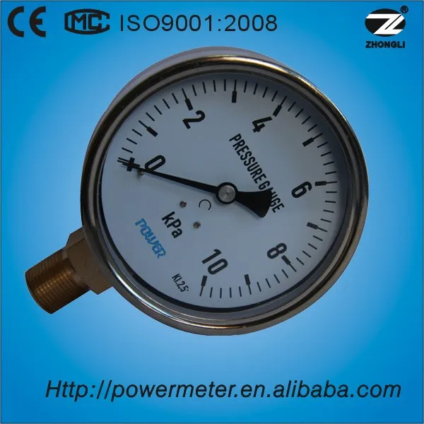 YE 100mm stainless steel capsule bellows pressure gauge with 0-10kpa ...