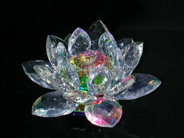 Rainbow Color Crystal Lotus Flower Mh-h0090 - Buy Decorative Crystal ...