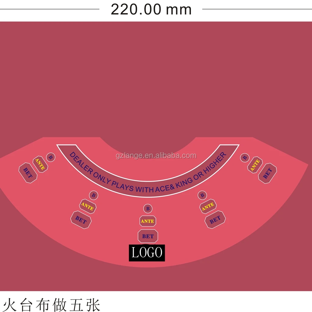 Casino Professional Three Card Poker Layout for Half Round Table