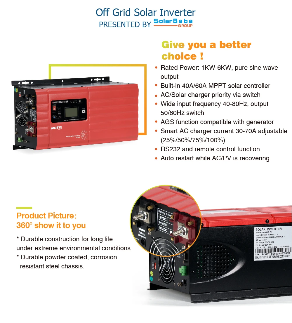 6000w Split Phase Inverter Offgrid Solar Inverter 48v 220v Dc To Ac ...