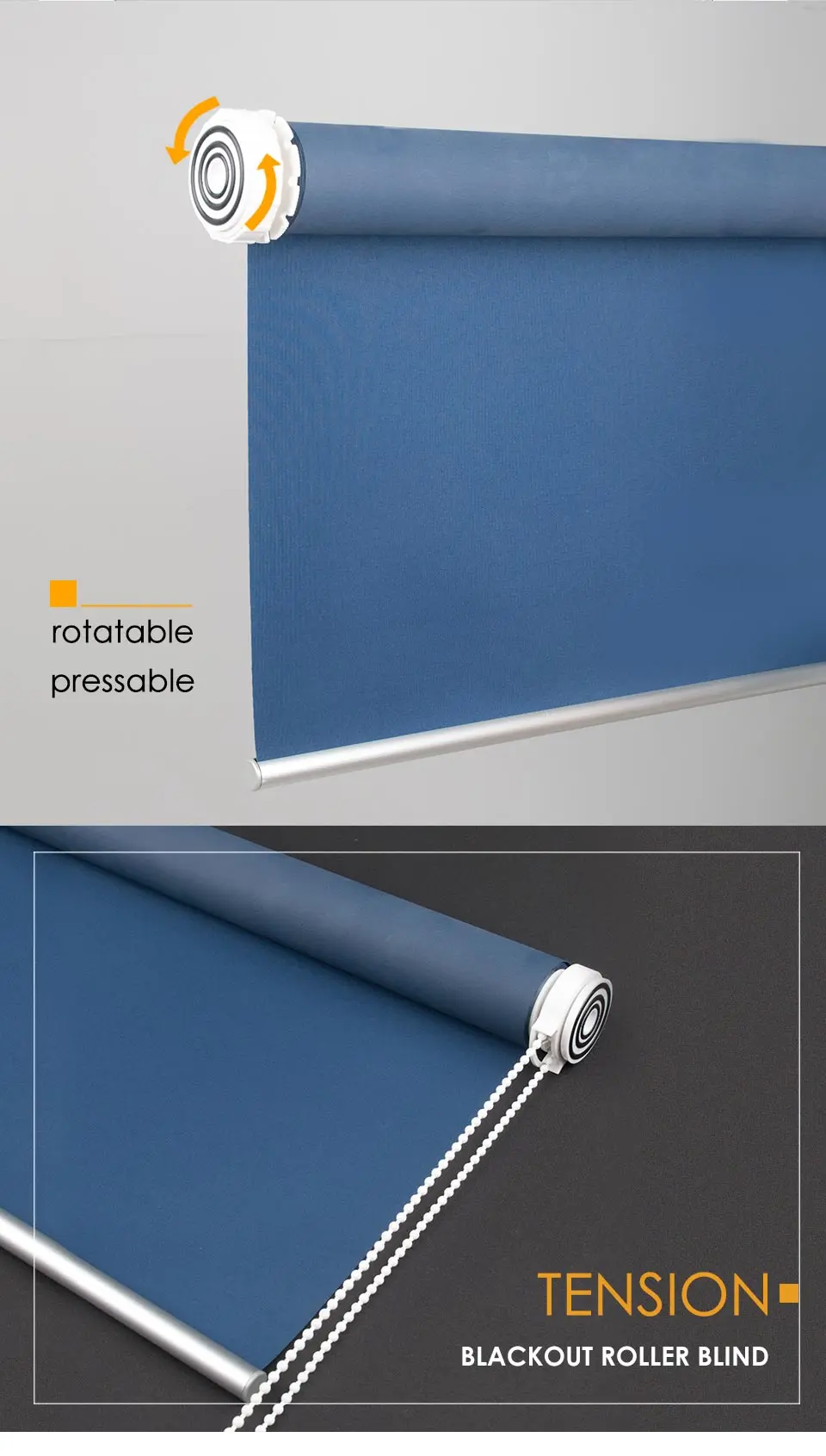 Tension Roller Blinds Screw Free Installation Inside Mount Only 100% ...