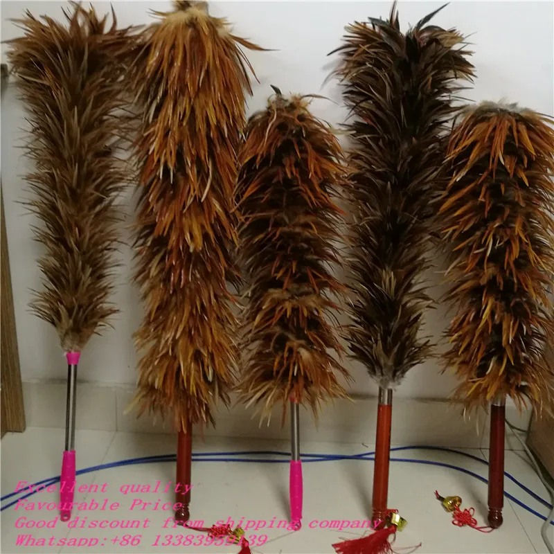 Natural Ostrich Feather Duster with Wood Handle - Anti-Static & Washable