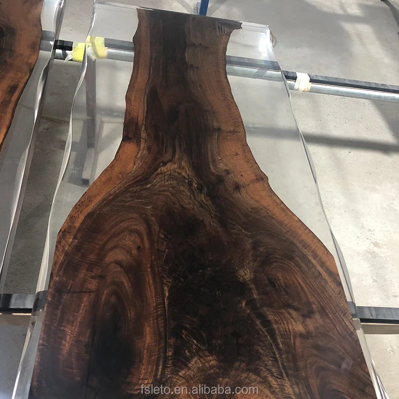 Epoxy Table American Black Walnut Slab + Clear Black Epoxy Resin Custom ...