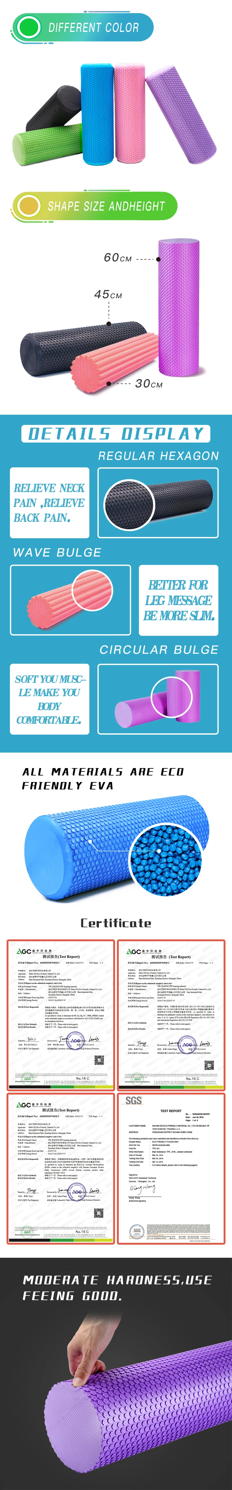 Free Sample Eva Yoga Foam Roller Custom Printed Fitness Equipment Yoga ...