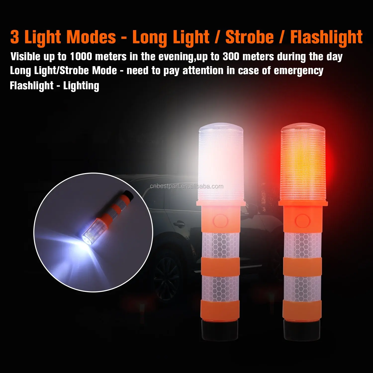 Road Safety Traffic Warning Stick With Torch,2 In 1 Warning Stick With ...