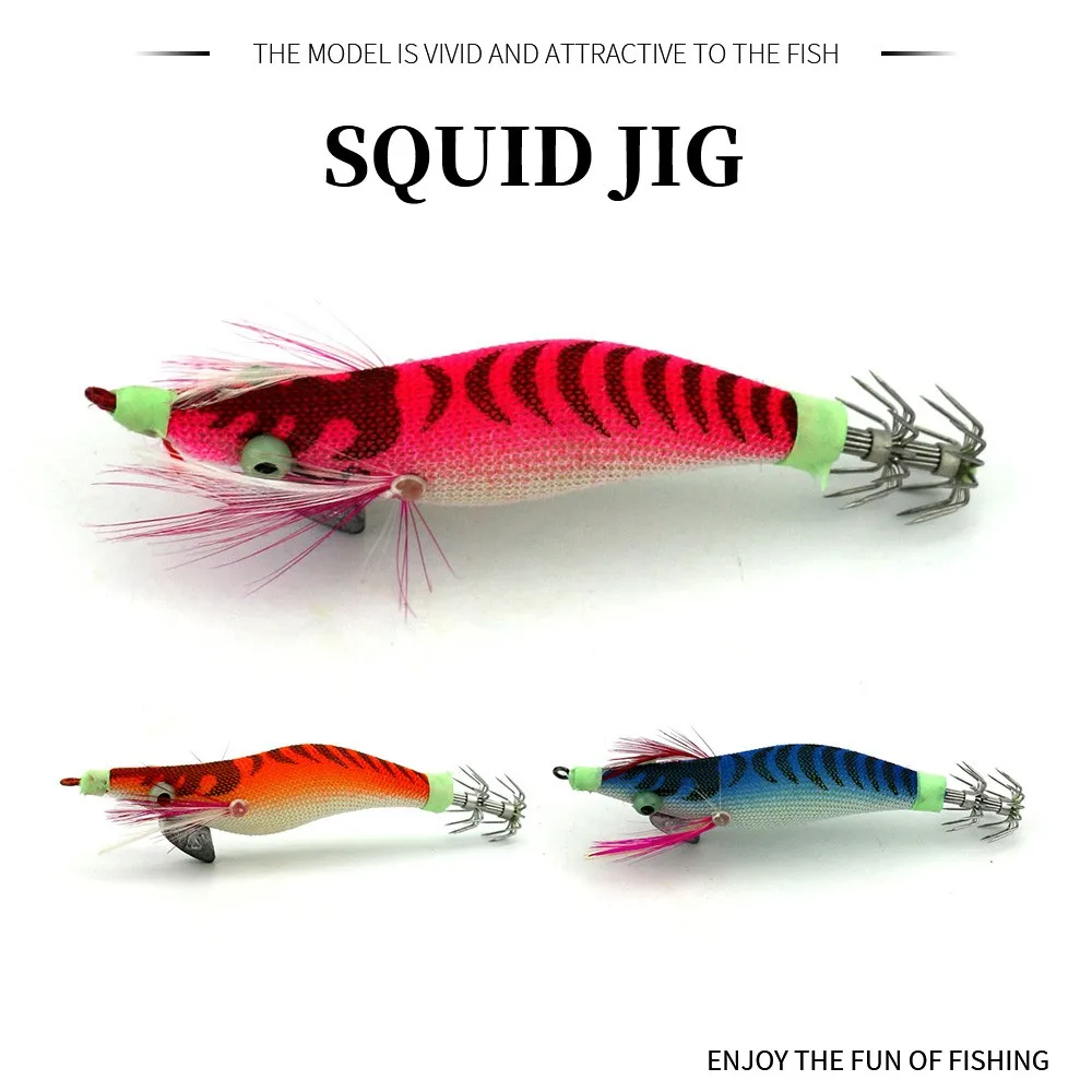 Japanese Squid Jigs Luminous Hard Fishing Lures Shrimp Prawn Squid Jigs ...