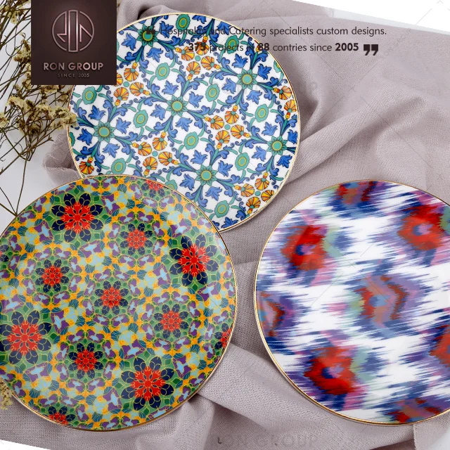 Colorful Embossed Round Ceramic Stoneware Decal Ceramic Porcelain Plate ...