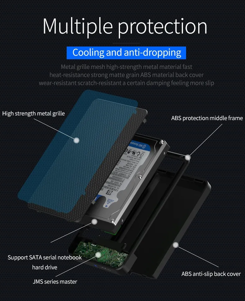 Portable External Laptop Hdd Casing 2.5 Multiple Custom Aluminum Sata ...