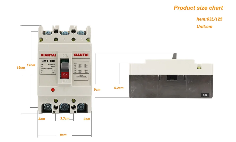 Mould Case Circuit Breaker CM1-250 250A 3P MCCB AC DC