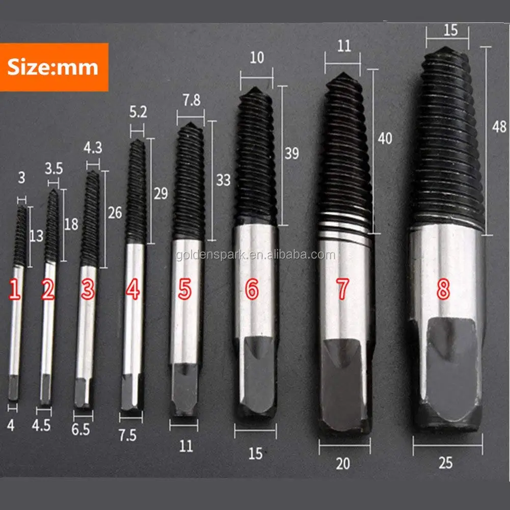 8 Piece Easy Out Screw Extractor Set,Damaged Screw Broken Bolt Water ...