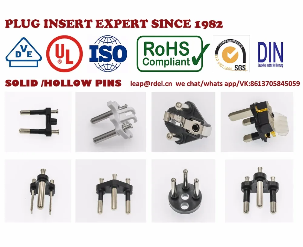 FD-A259 Turkey Plug Insert 4.8MM 10/16A VDE Approved 2 Pin Bridge for ...