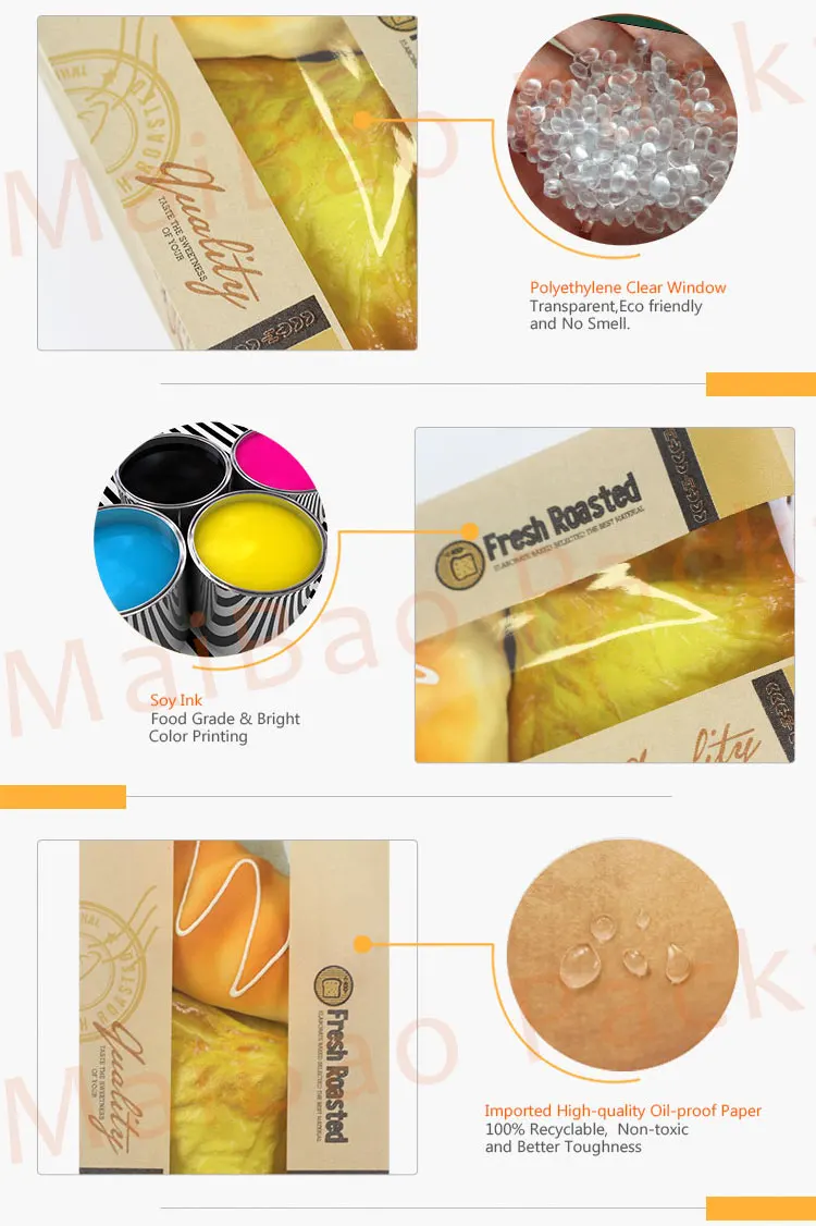 Custom Printed V Shape Bottom Greaseproof Kraft Paper Sandwich Bags for ...