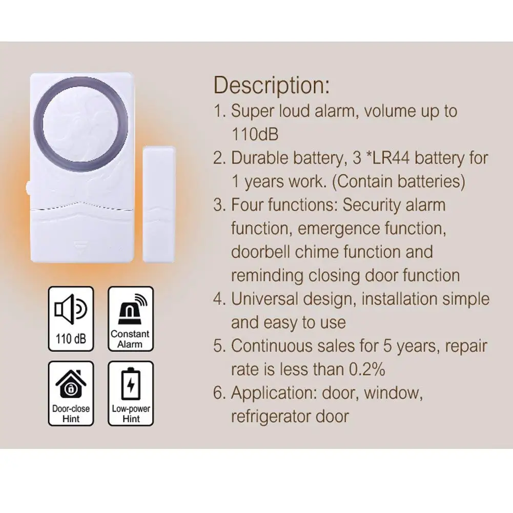 Super Small White Magnetic Sensor Wireless Burglar Alarm Door Window ...