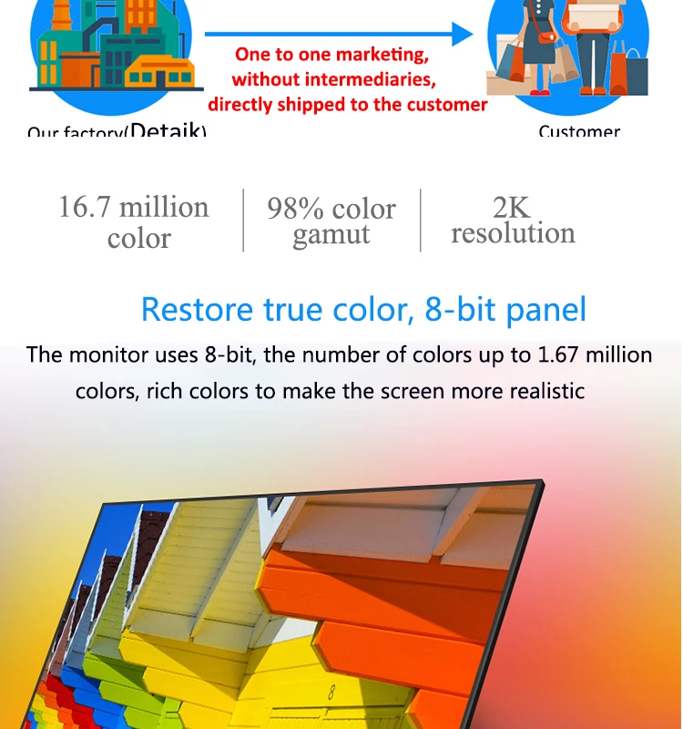 2k Desktop Computer Gaming Monitor 27 Inch 2560x1440 Resolution Lcd Pc ...