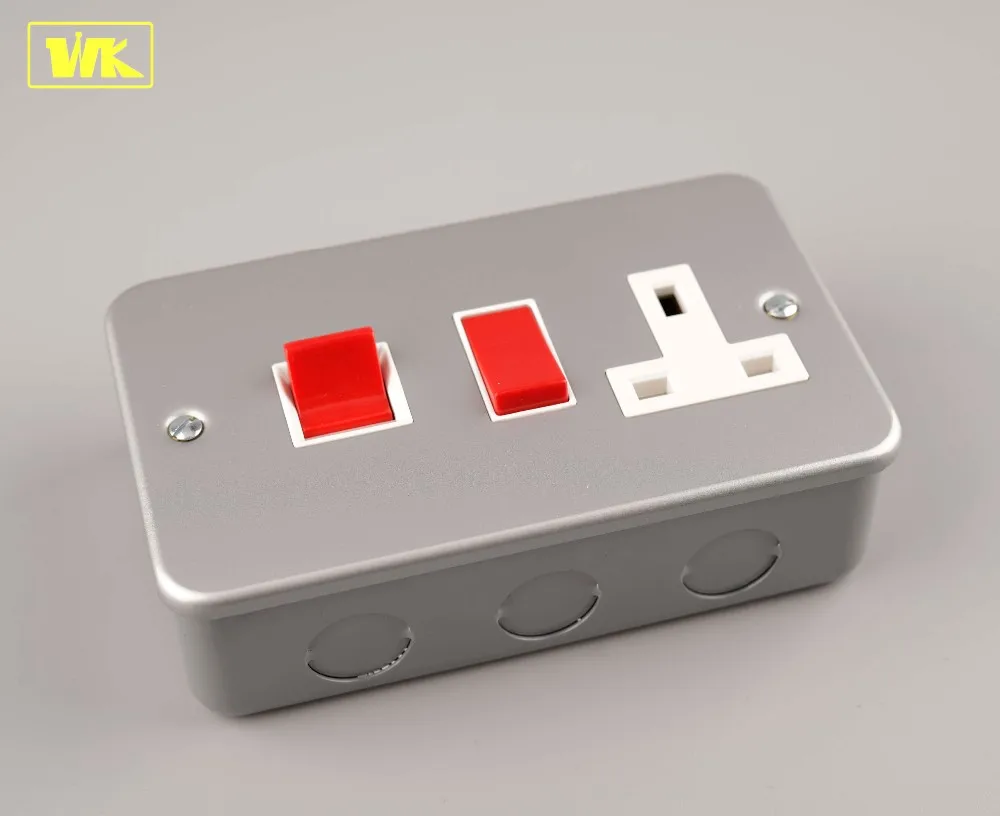 WK Metal Clad 45A 1 Gang Cooker Switch Socket Kitchen Wall Switch ...