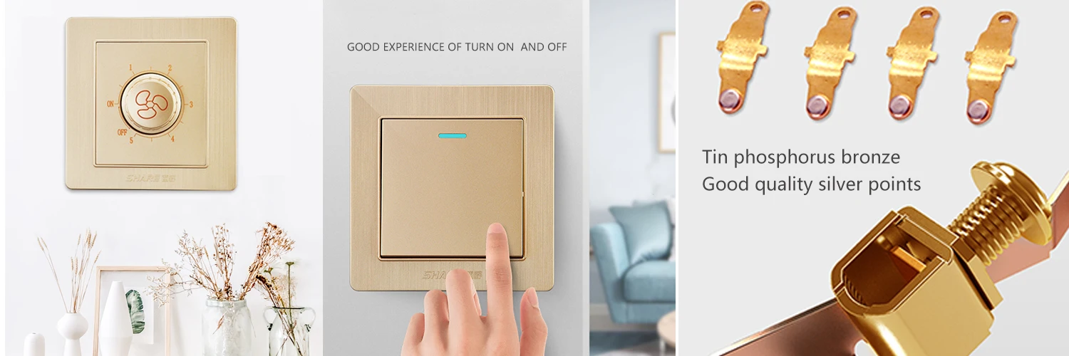 Wholesale Price Gold Color Panel Electrical Plugs Sockets Double ...