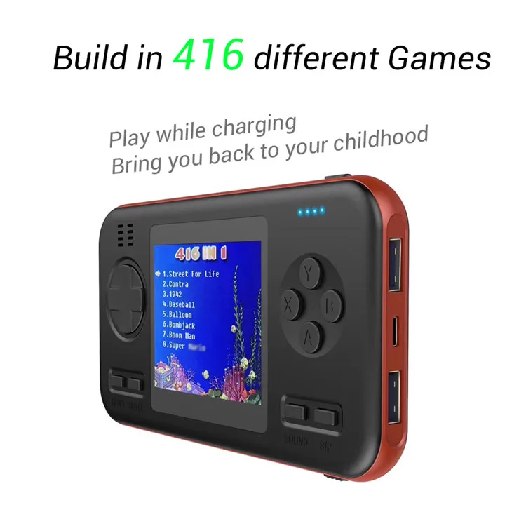 Charging And Playing Games 8000mah Battery Power Bank Retro Video ...
