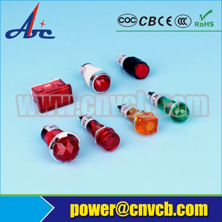 12mm Led 220v Panel Pilot Lamp Marine Signal Light with Cable