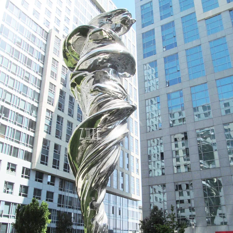 Art Large Abstract Metal Wind Cyclone Statue Stainless Steel Tornado ...