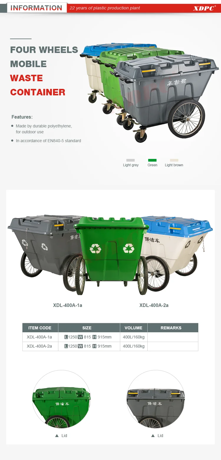 400L Outdoor Plastic Garbage Container - Durable & Sustainable